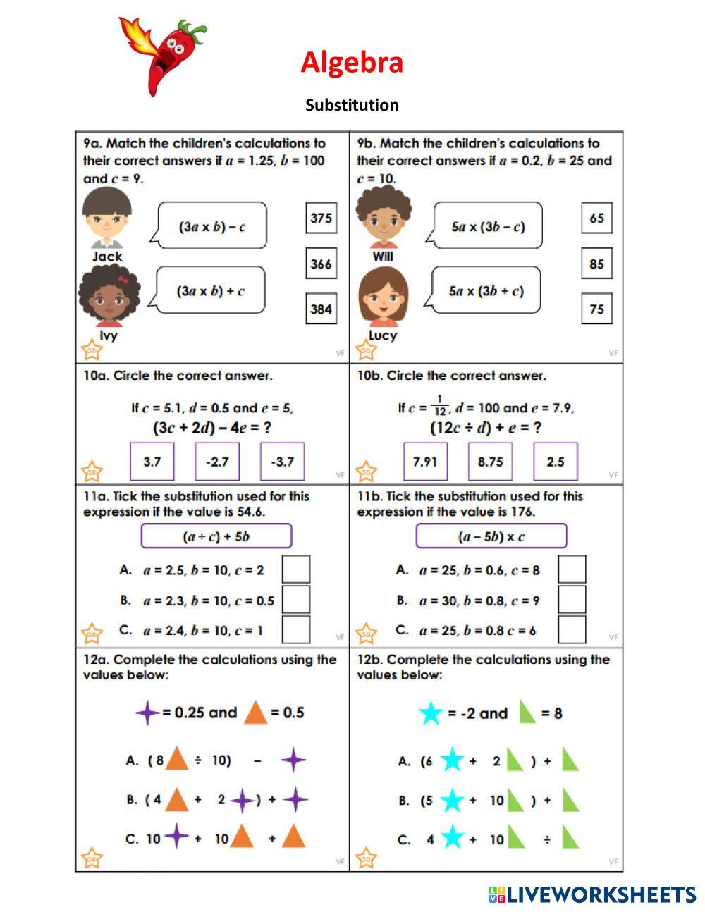 8010948 | Algebra - Substitution Extreme | Myoung5B