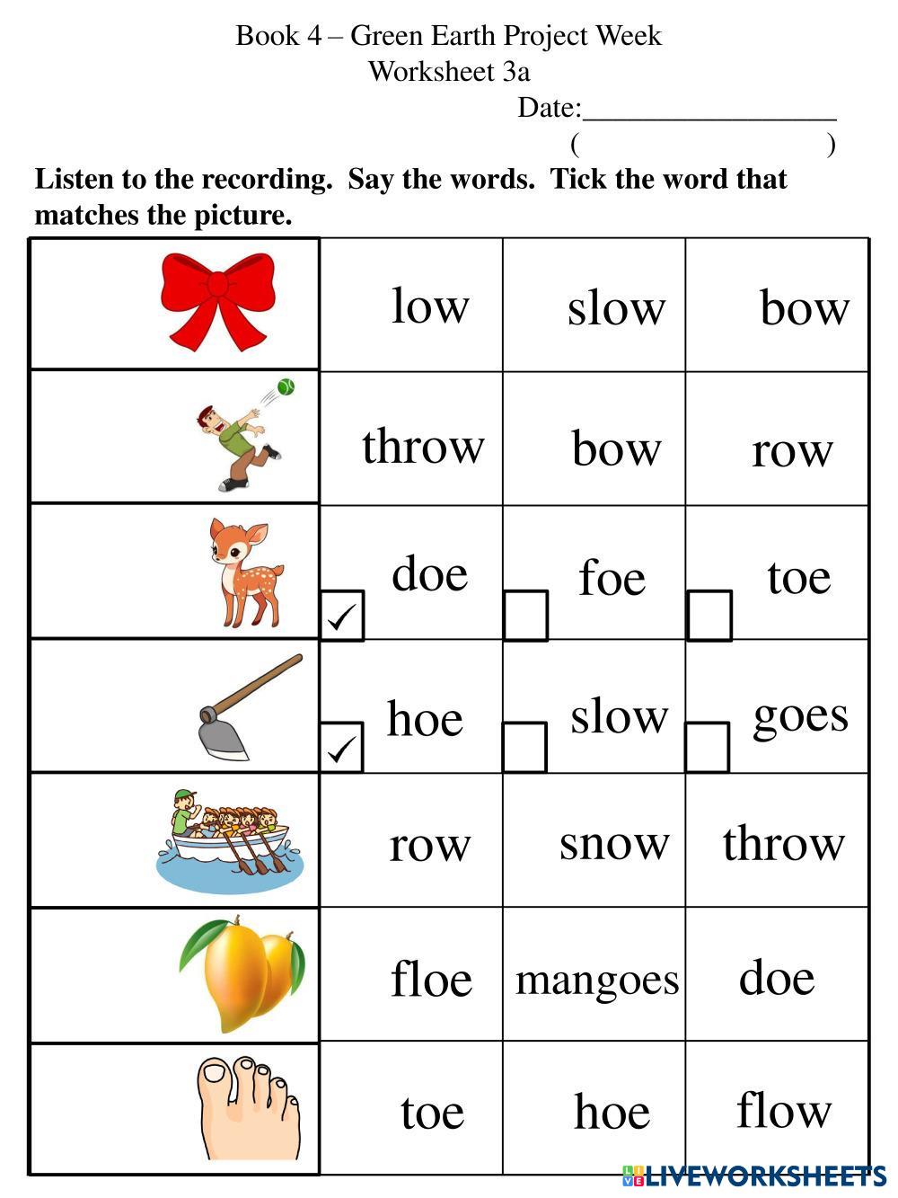3a - Long O - o… | Free Interactive Worksheets | 8013378