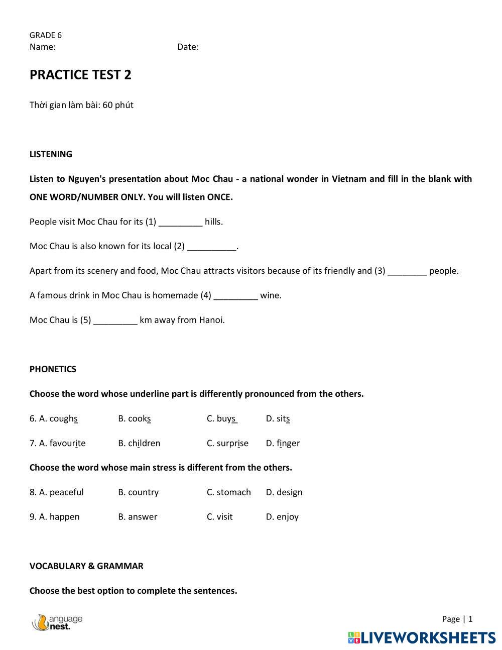 LN - G6 - Pract… | Free Interactive Worksheets | 8013773