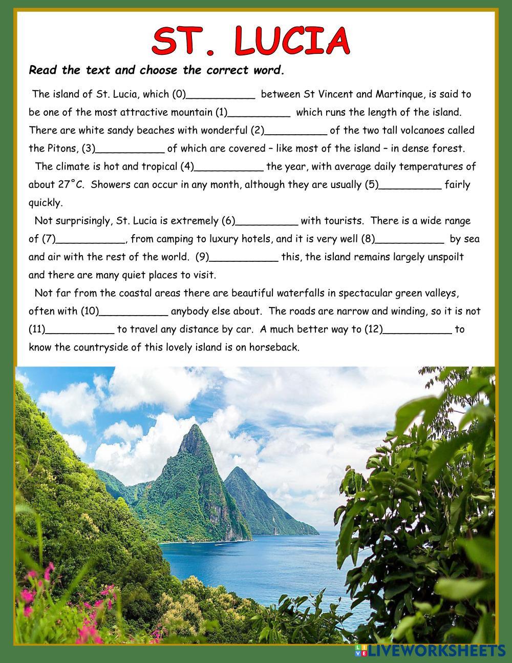 8013874 | St. Lucia B2 Cloze Travel | estherlee76
