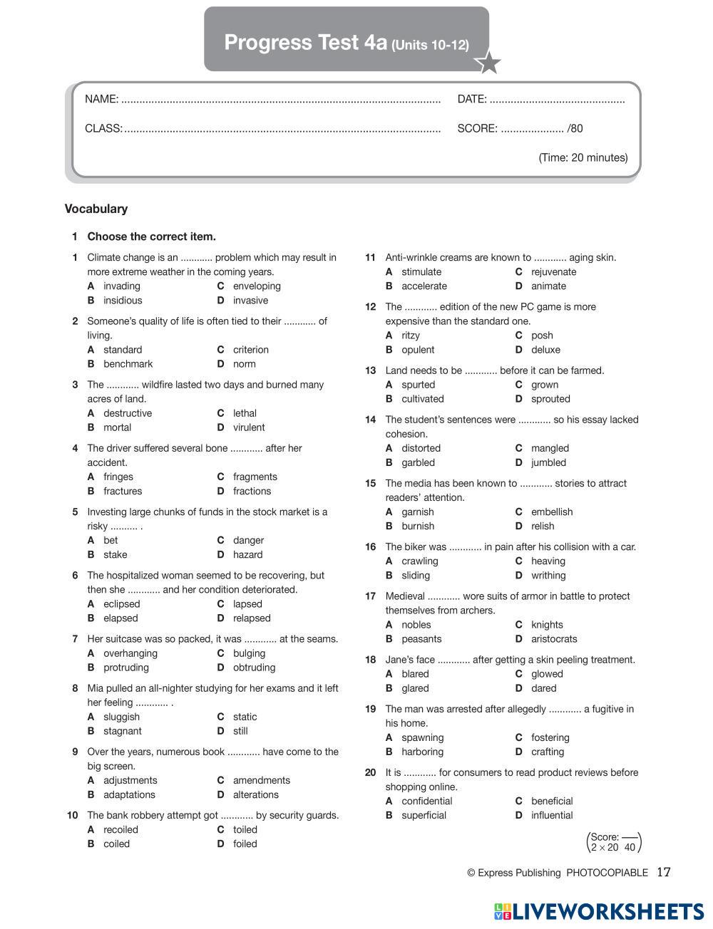 8015732 | NEW S&S ECPE TEST 4A | School of English Gkrili