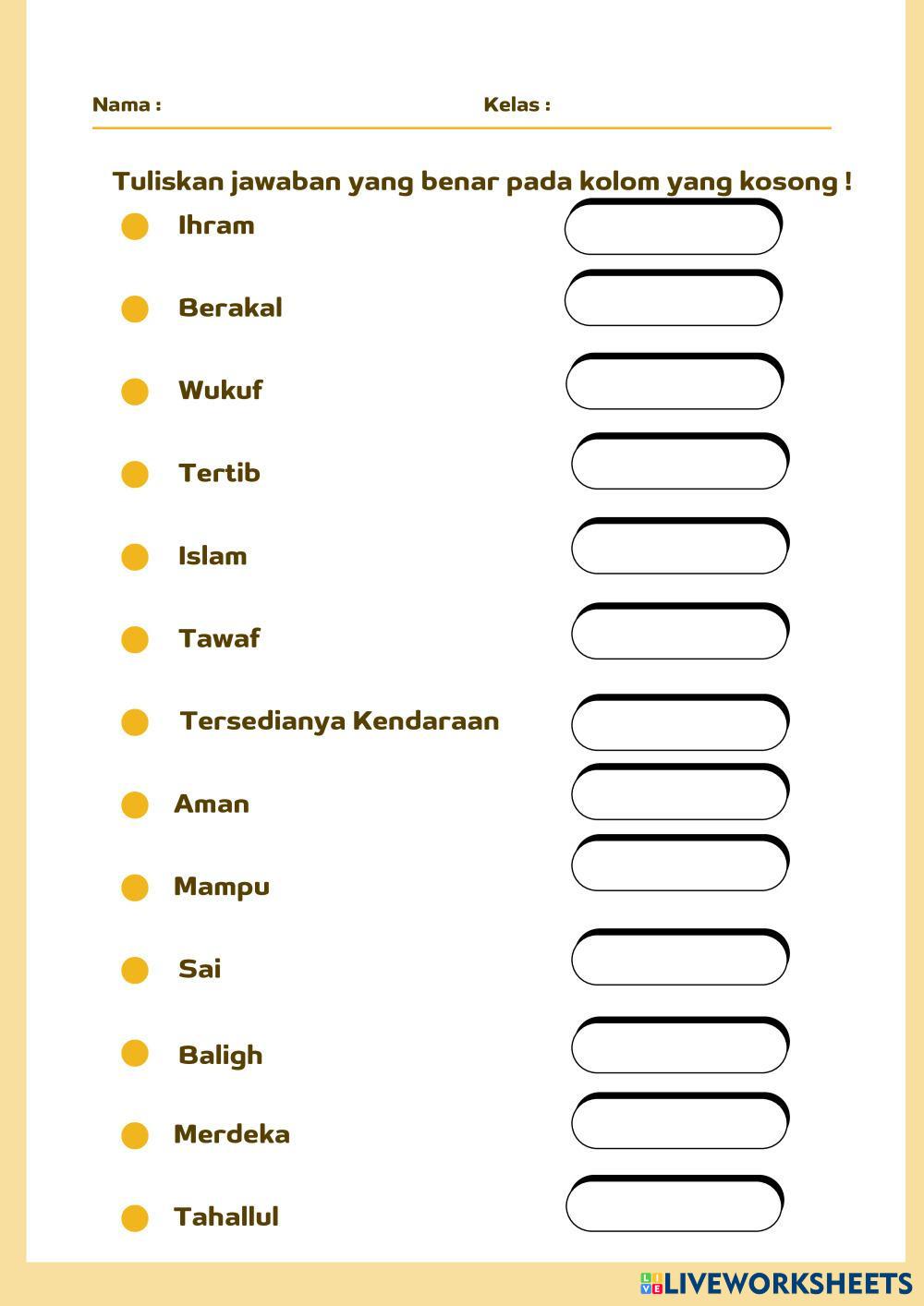 8019510 | IBADAH HAJI | Ririn Nur | LiveWorksheets