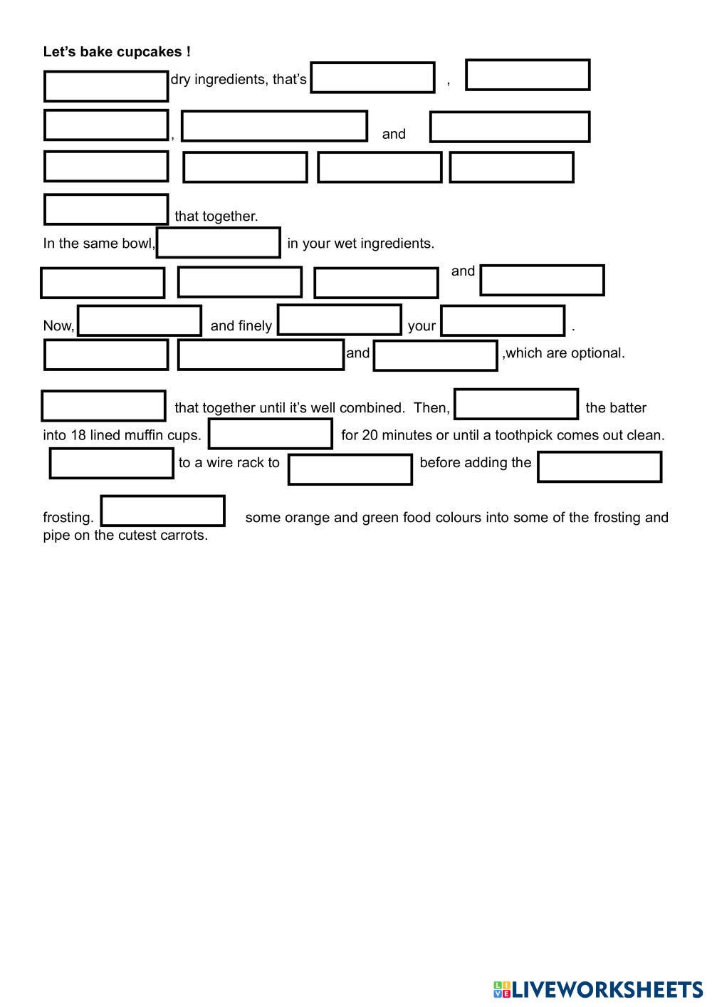 Let's bake cupc… | ESL Worksheets | 8243173