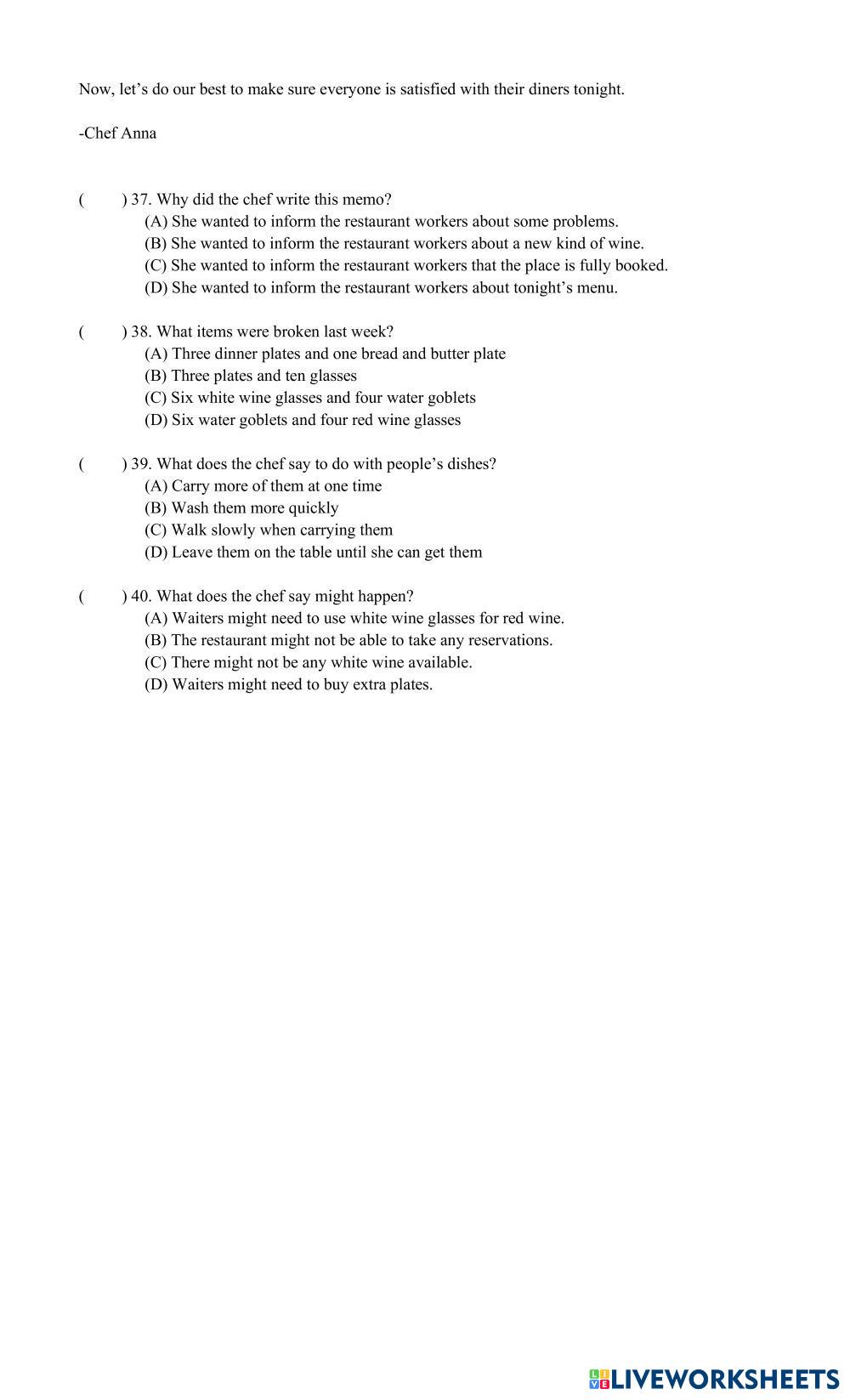 TOEIC Worksheet… | ESL Worksheets | 8249642