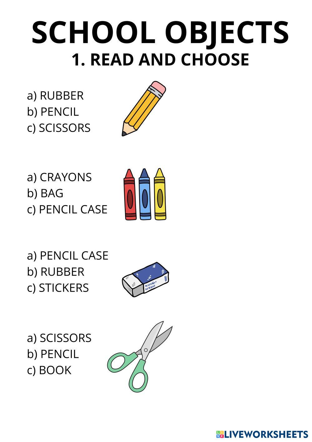 SCHOOL OBJECTS | English Language Worksheets | 8250389