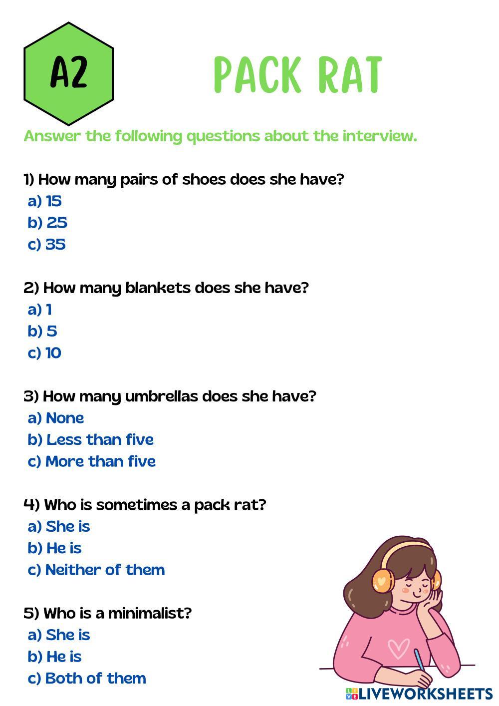 Pack Rat | ESL Worksheets | 8253723