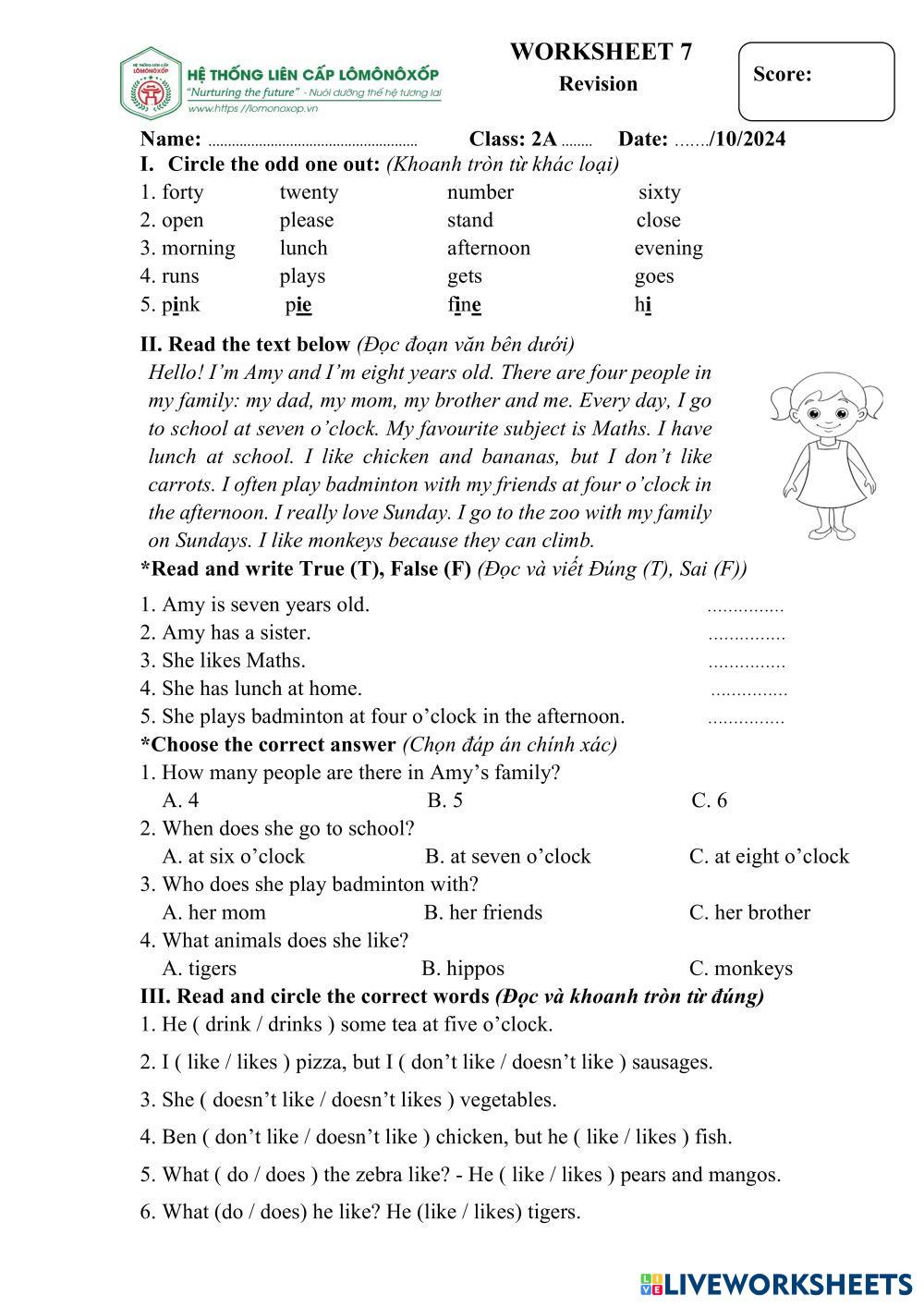 G2_Revision 1 | English Language Worksheets | 8253715