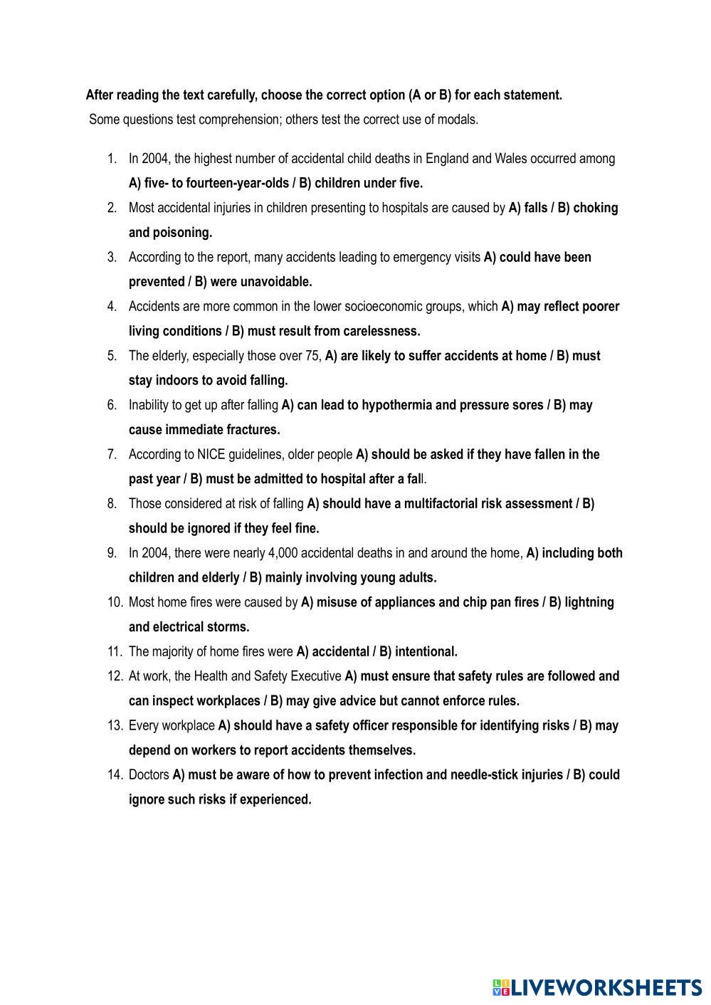 Accident preven… | ESL Worksheets | 8258311