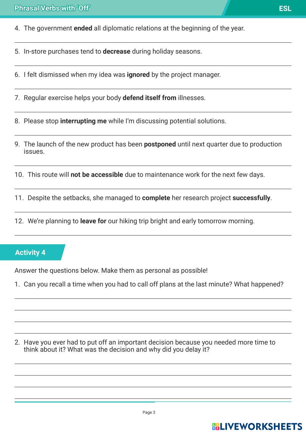 Phrasal Verbs w… | ESL Worksheets | 8277240