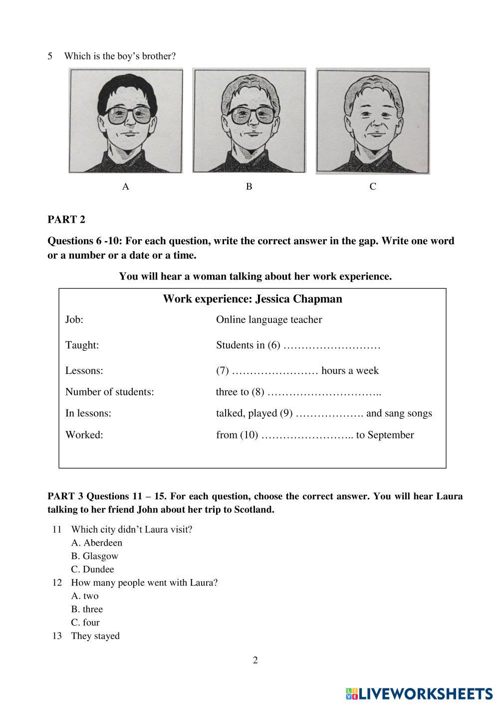 E3 TEST 2 LISTE… | ESL Worksheets | 8279599