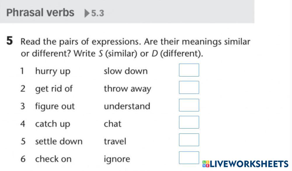 Phrasal verbs U… | ESL Worksheets | 8281318