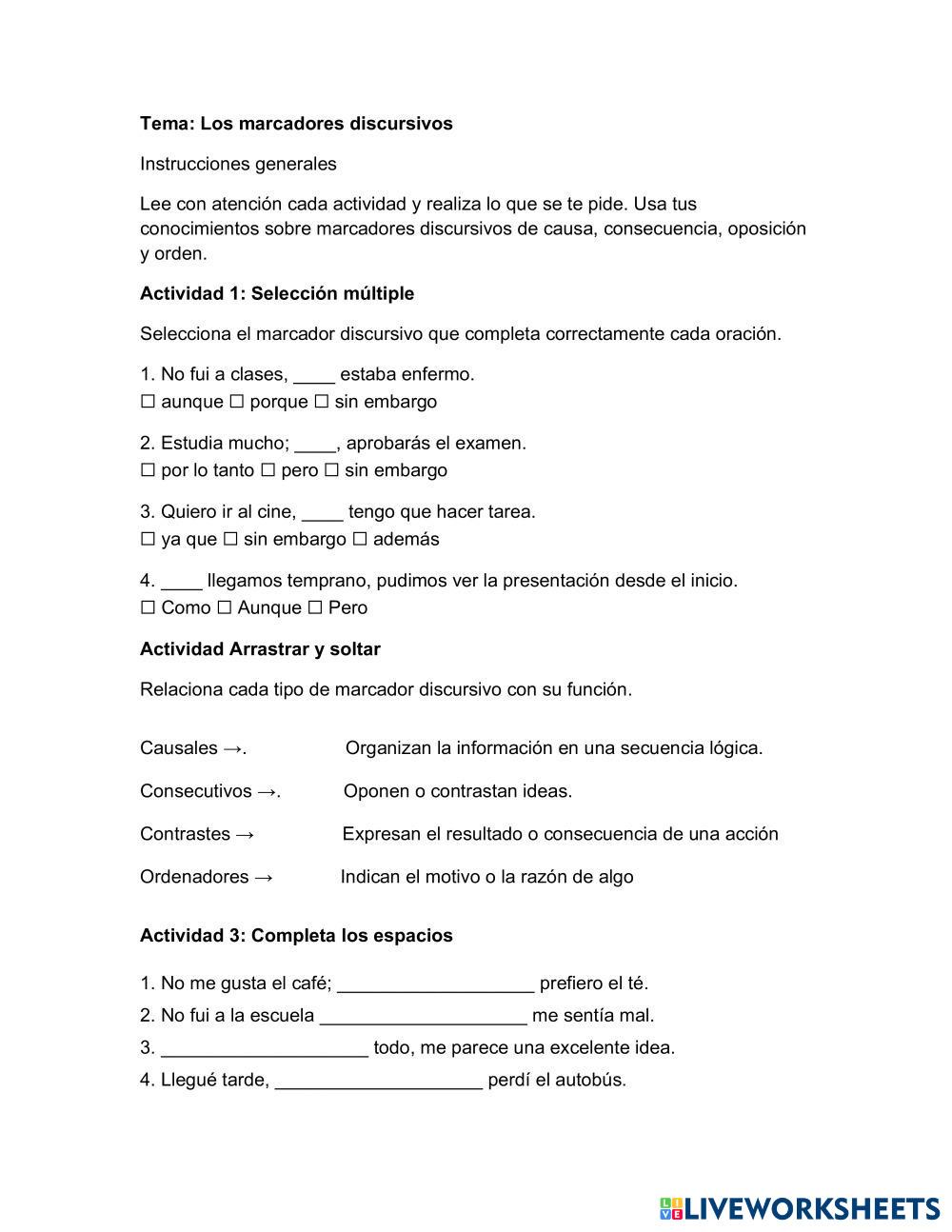 Marcadores Disc… | English Language Worksheets | 8282701
