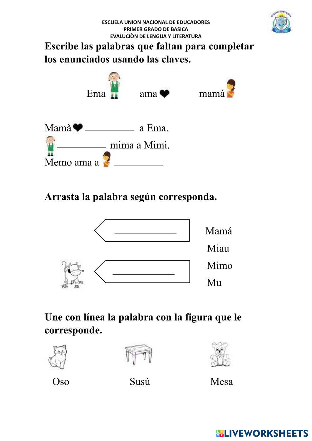 Evaluacion | English Language Worksheets | 8283893