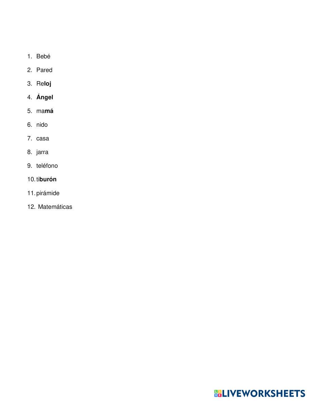 Palabras Agudas… | English Language Worksheets | 8286195