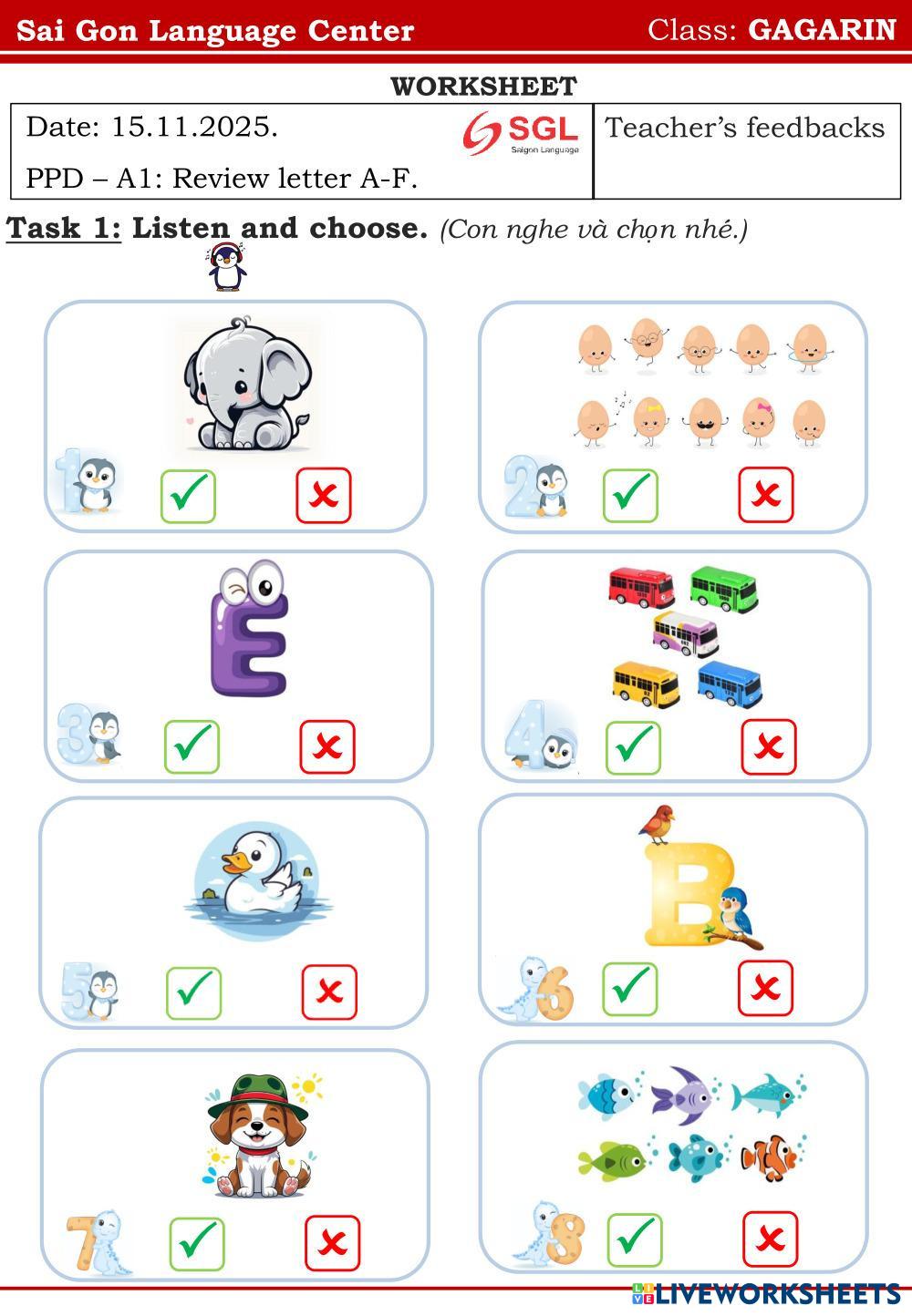 Letter A-F | English Language Worksheets | 8286302