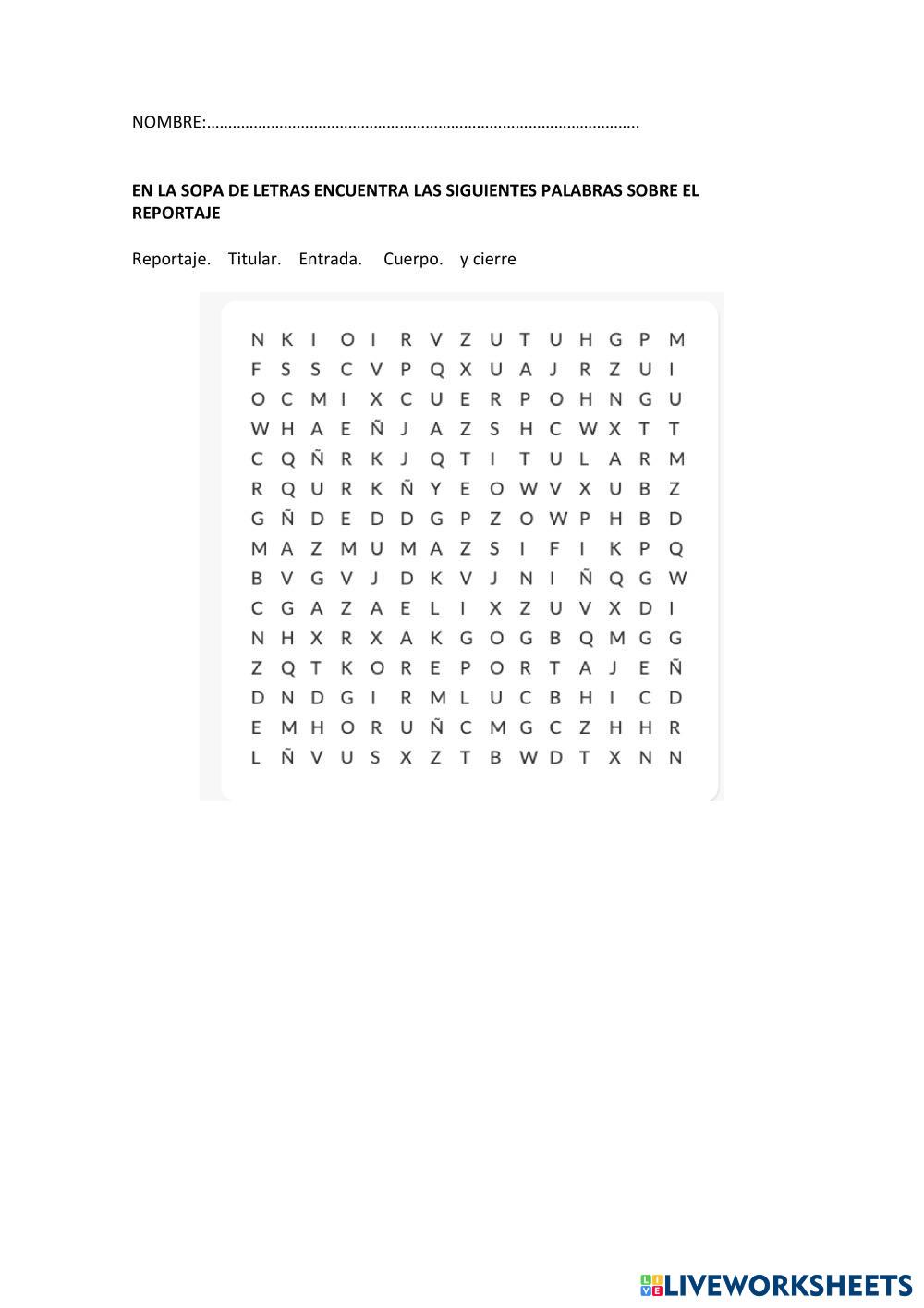 REPORTAJE | English Language Worksheets | 8288285