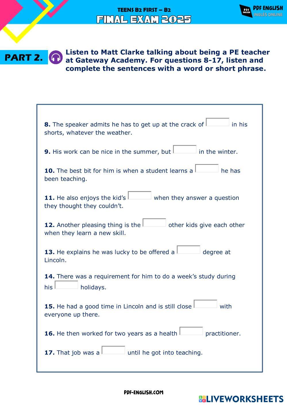 B2 FIRST | ESL Worksheets | 8289494