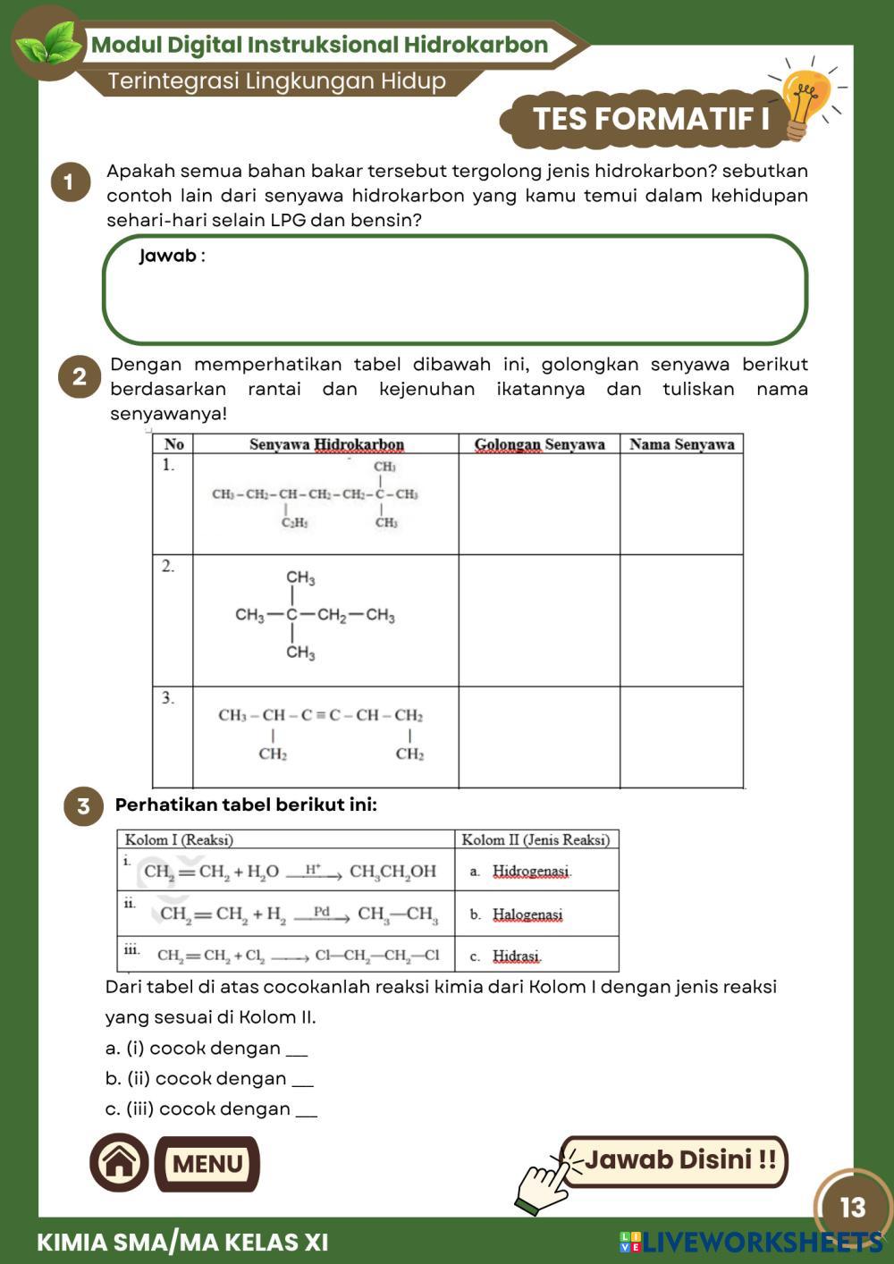 Hydrocarbon For… | Science Worksheets | 8289509