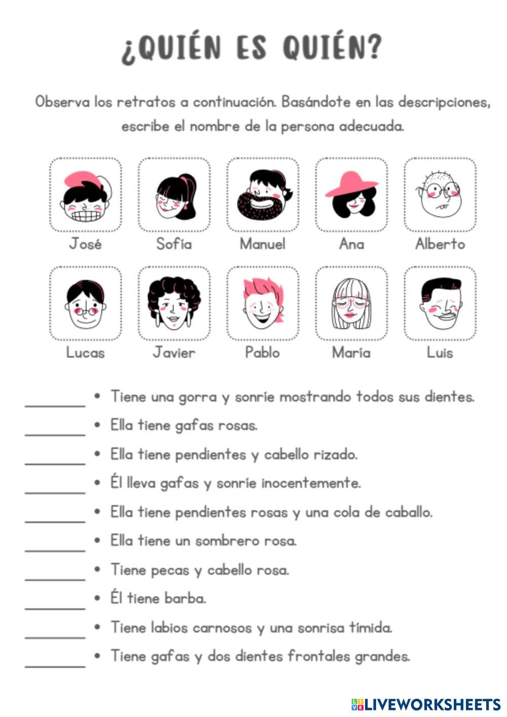 Quién es quién | English Language Worksheets | 8291984