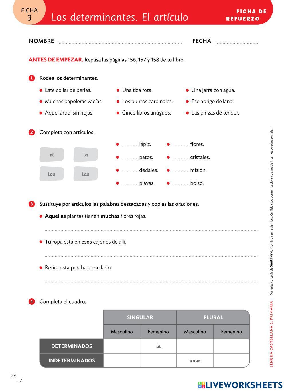 LOS DETERMINANT… | English Language Worksheets | 8292796