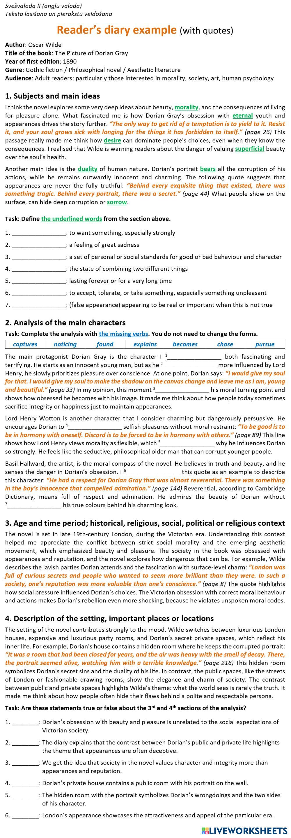 Reader's diary | English Language Worksheets | 8297081