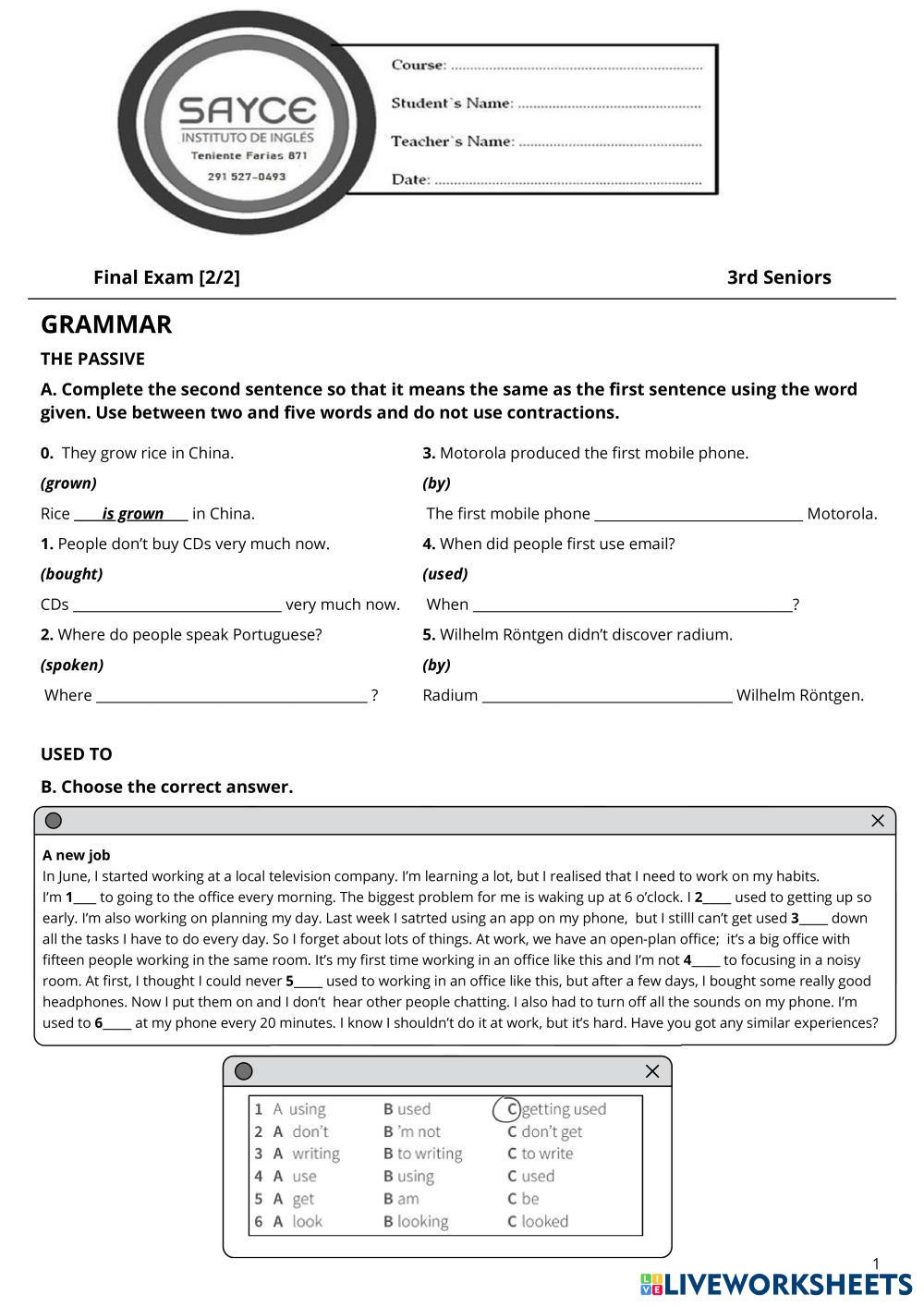 3rd Seniors fin… | ESL Worksheets | 8299380