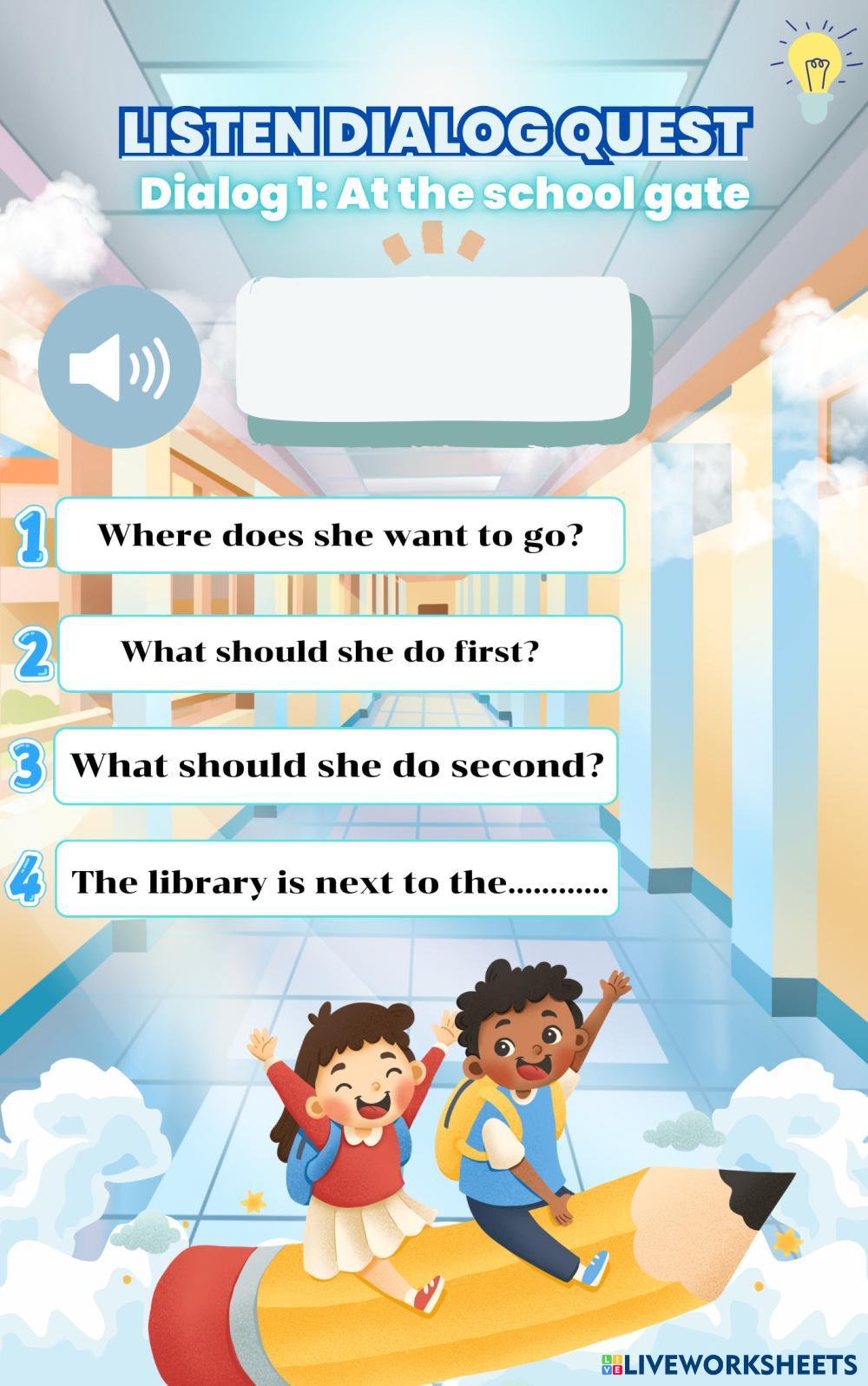 Listen dialog q… | English Language Worksheets | 8304652