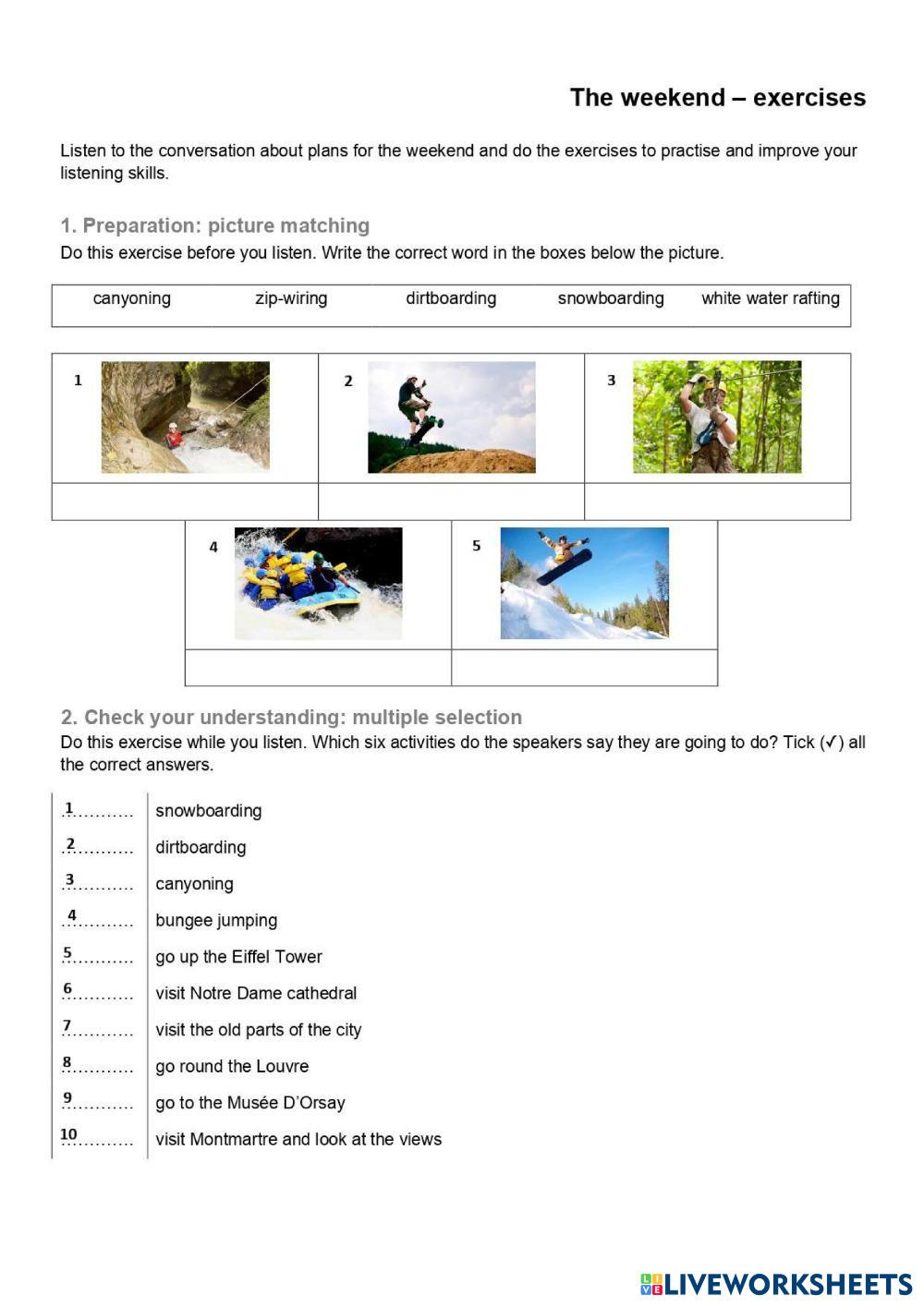 The weekend | English Language Worksheets | 8305135
