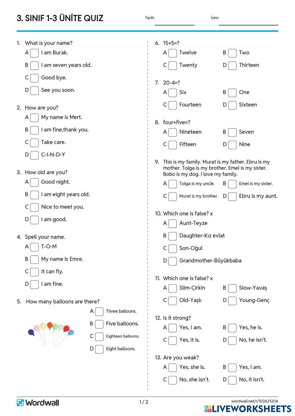 3 | English Language Worksheets | 8309712
