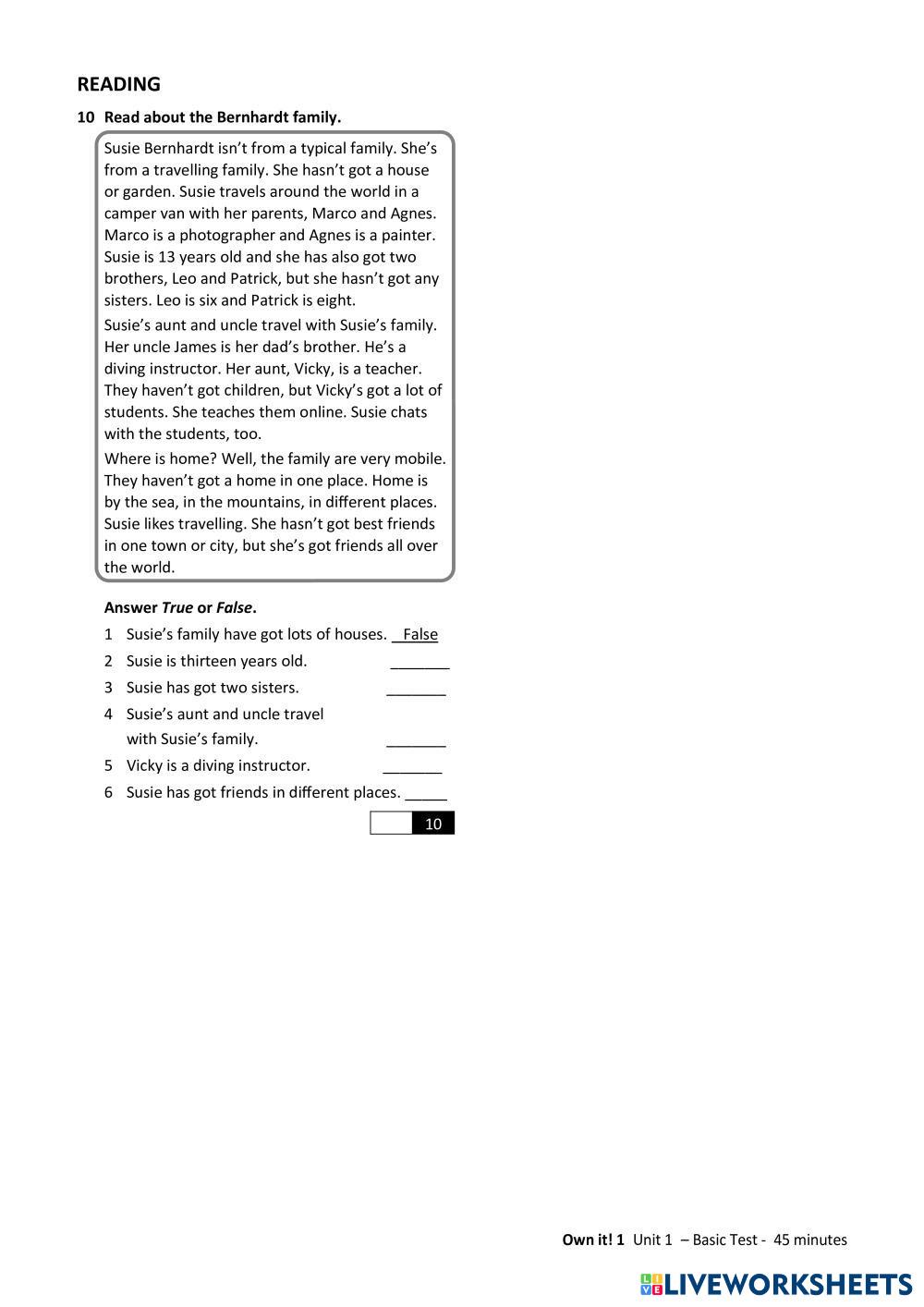 Own it! 1 Unit … | English Language Worksheets | 8310449