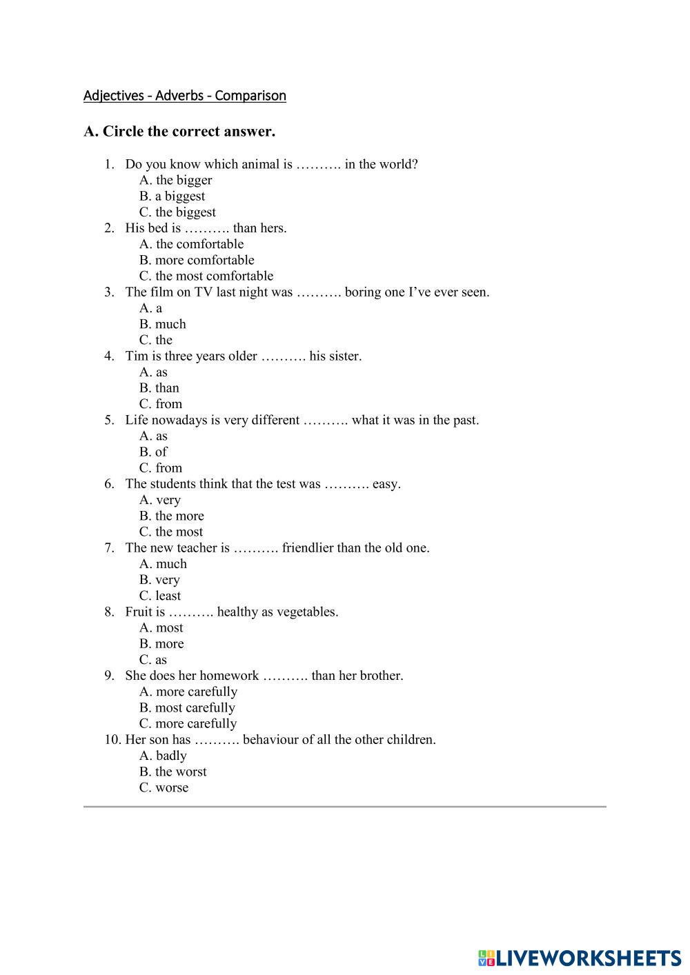 Basic Adjective… | English Language Worksheets | 8318760