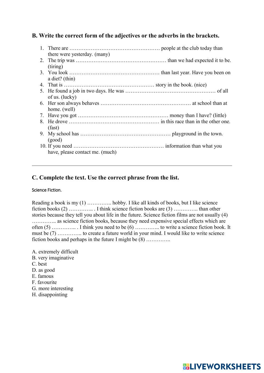 Basic Adjective… | English Language Worksheets | 8318760