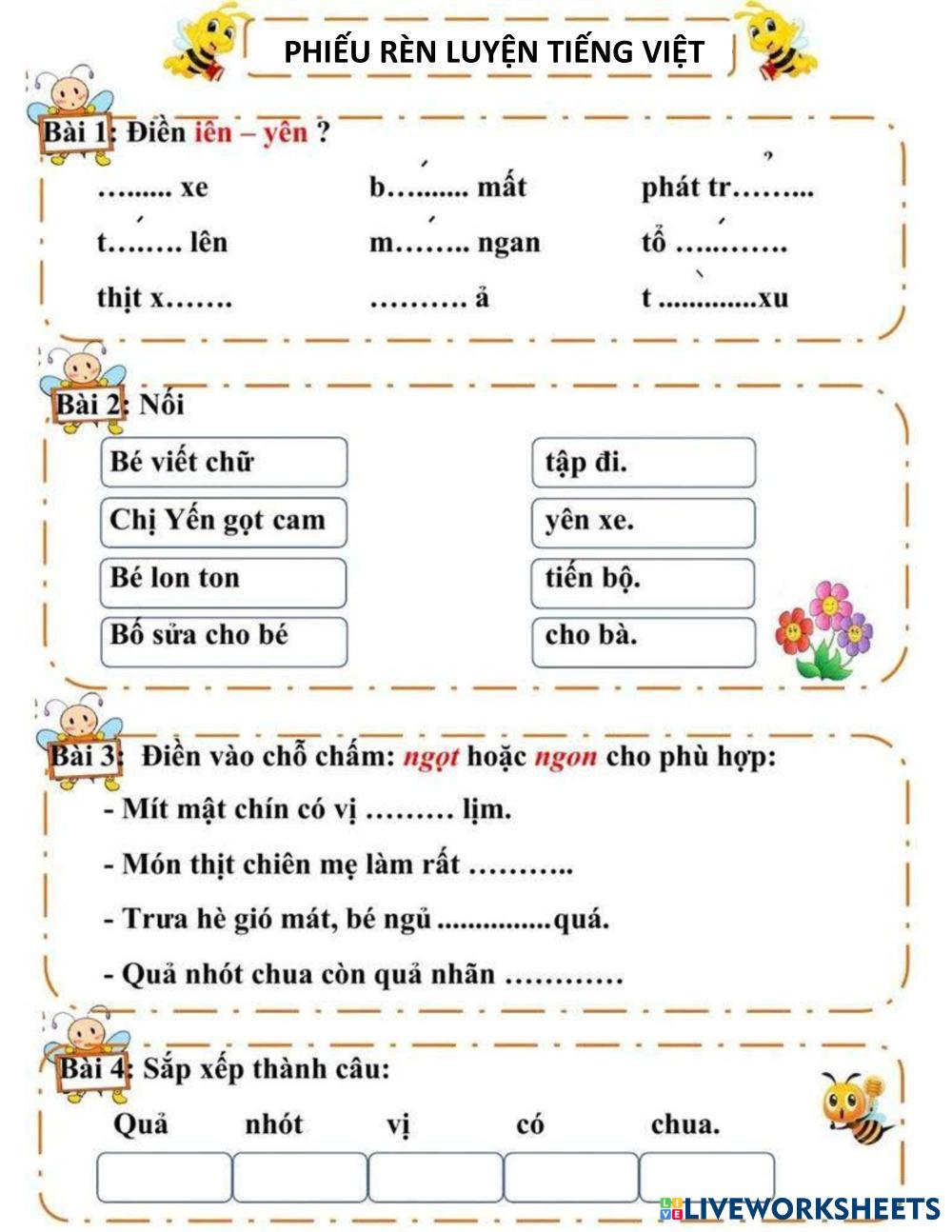 Phiếu rèn luyện… | English Language Worksheets | 8324119