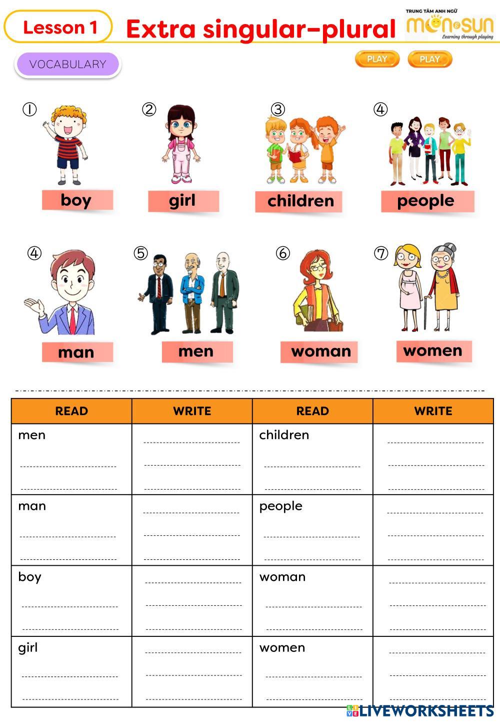 singular and pl… | English Language Worksheets | 2856850