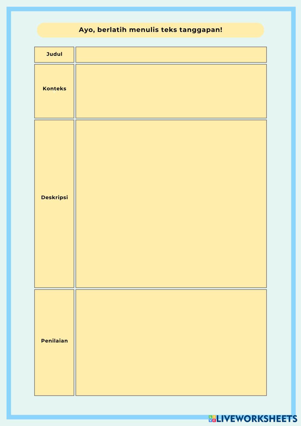 Menulis Teks Ta… | Free Interactive Worksheets | 8023432