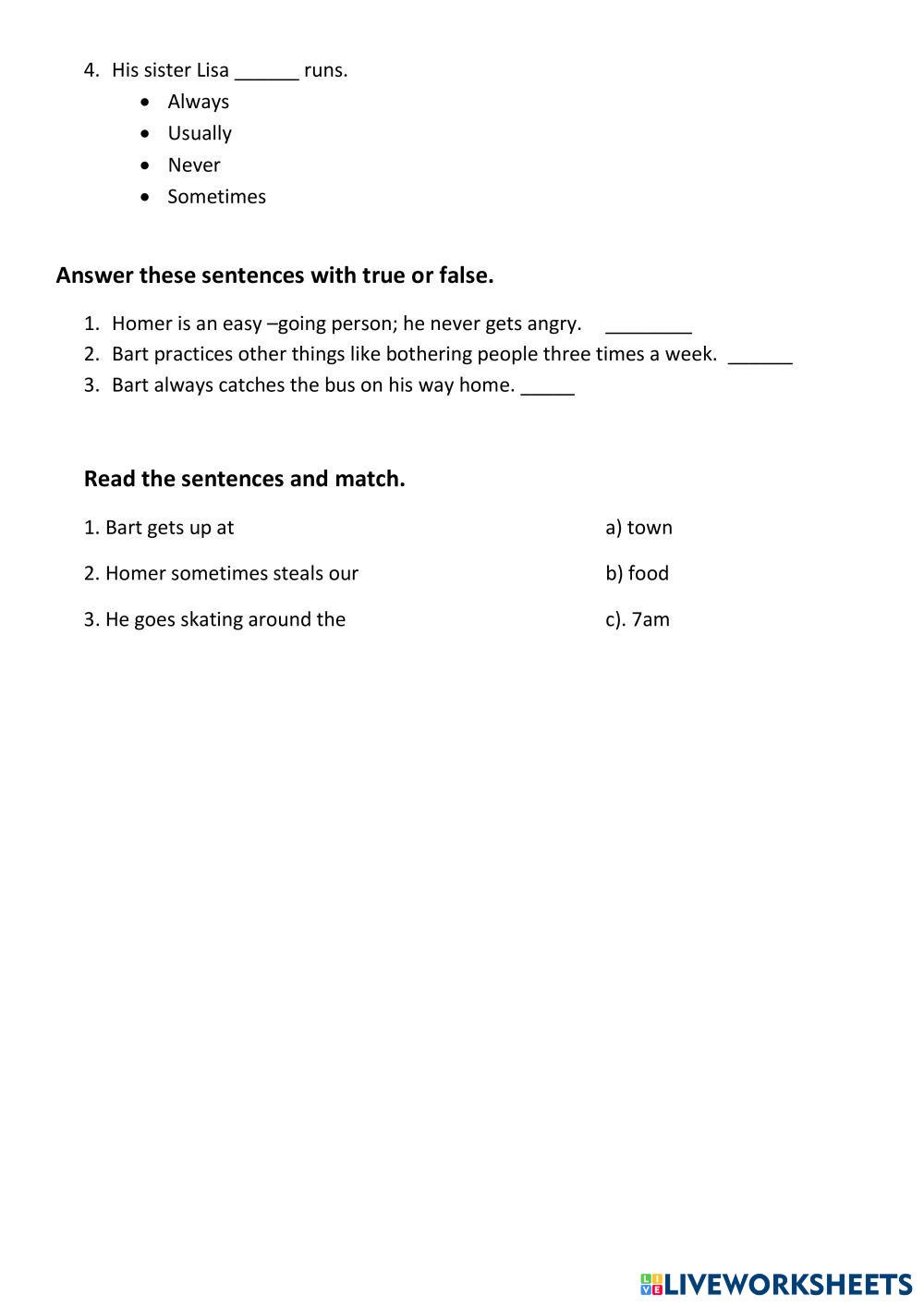 Adverbs of freq… | Free Interactive Worksheets | 8024395