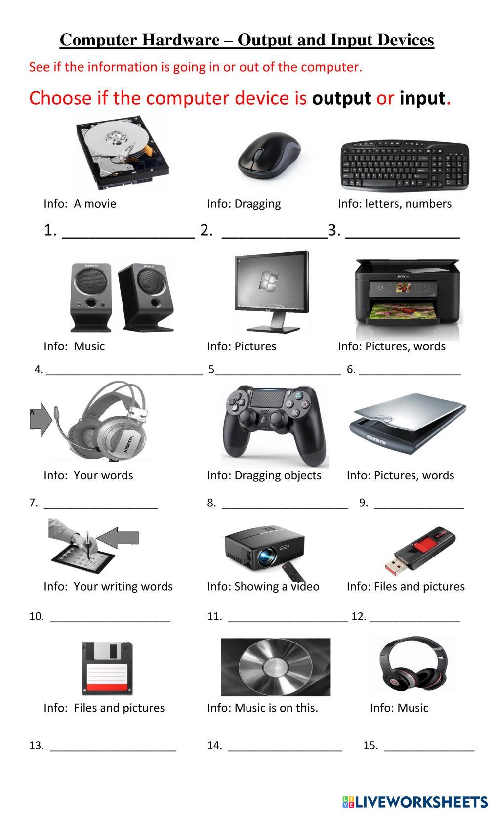 computer hardware devices chart