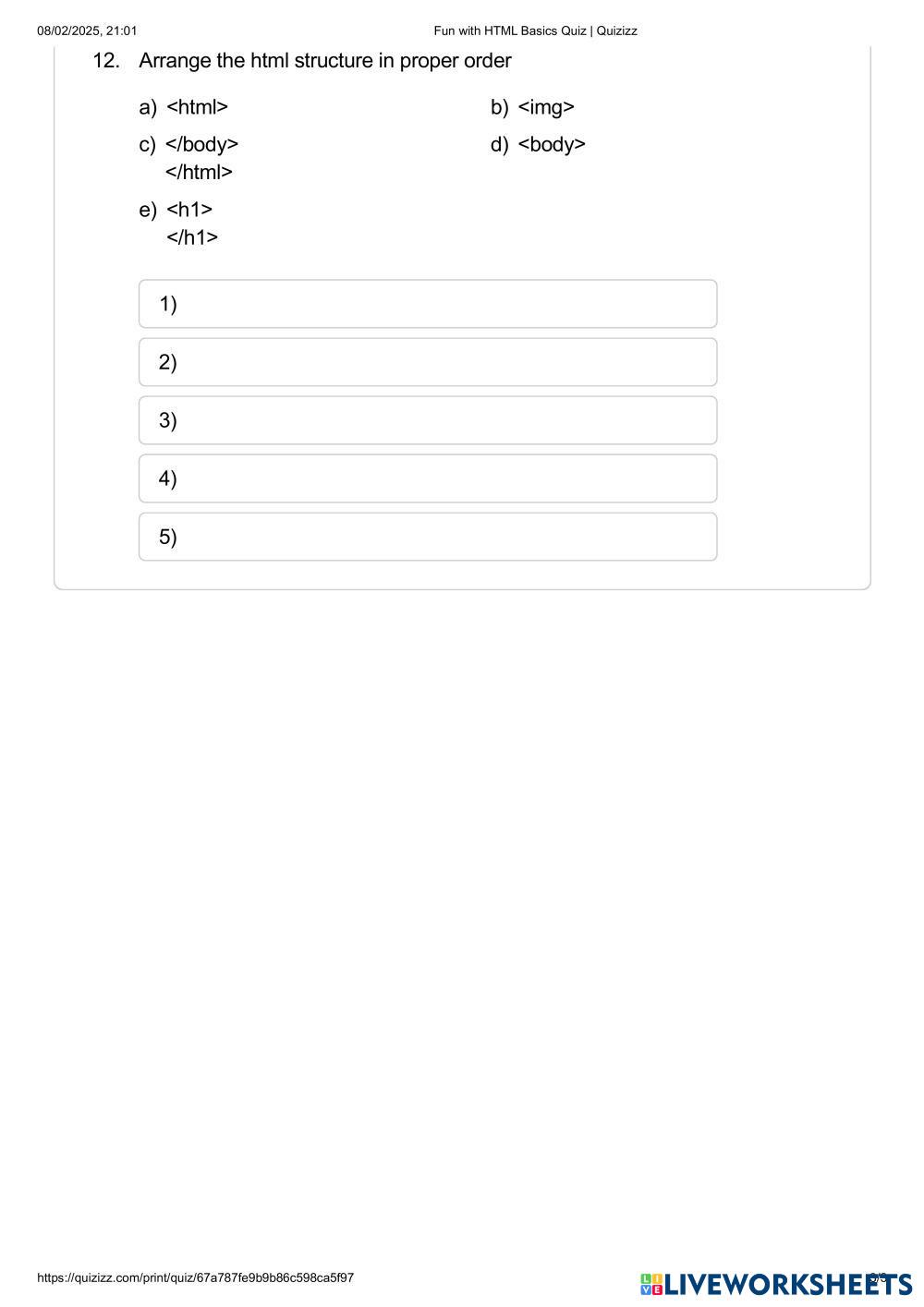 HTML | Free Interactive Worksheets | 8031261
