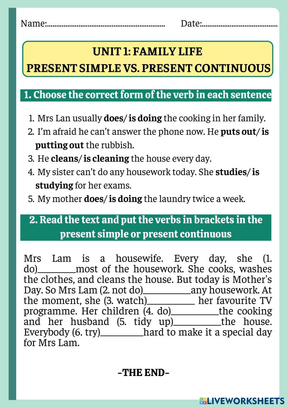 8033340 | Present Simple vs. Present Continuous | Đàm