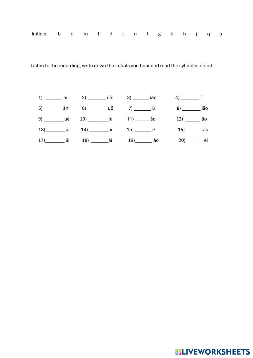HSK 1 workbook … | Free Interactive Worksheets | 8033657