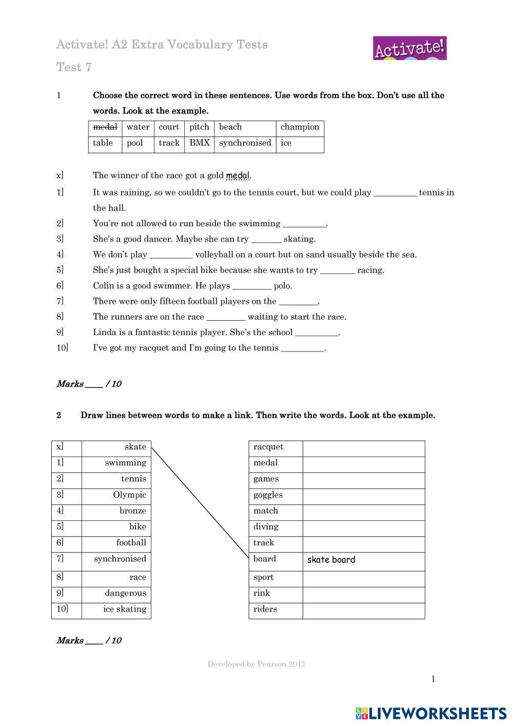 8034155 | A2 Unit 7 vocab test | linhthuy