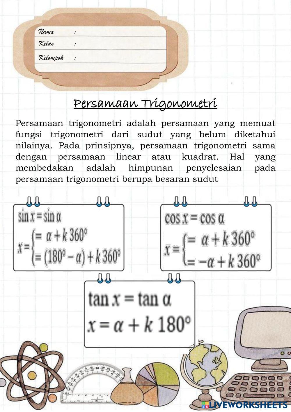 Persamaan Trigo… | Free Interactive Worksheets | 8035235