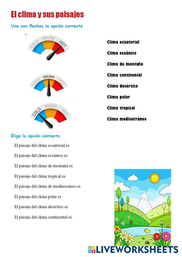 Clima y paisaje | Free Interactive Worksheets | 8035965