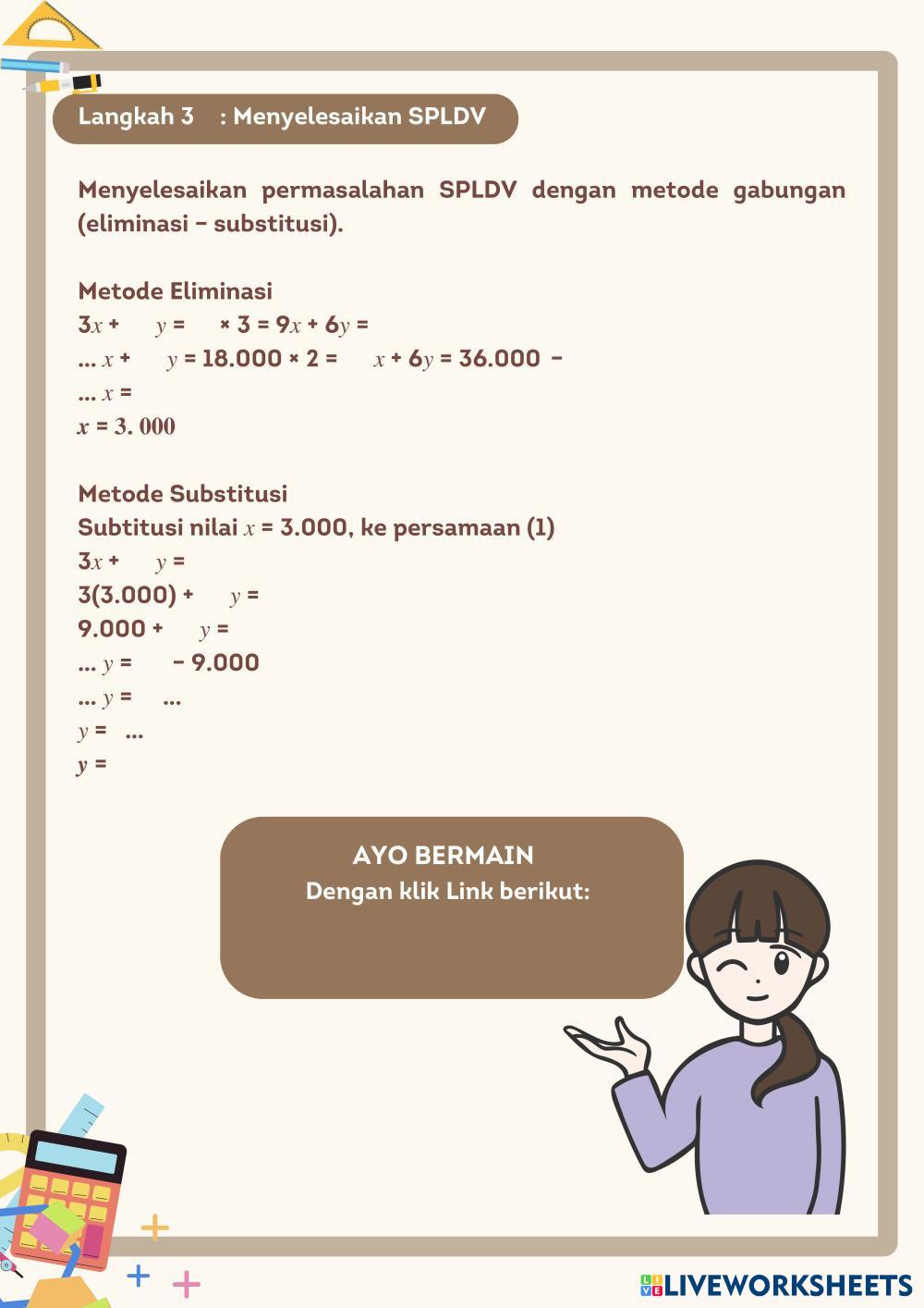 E-LKPD SPLDV | Free Interactive Worksheets | 8044040