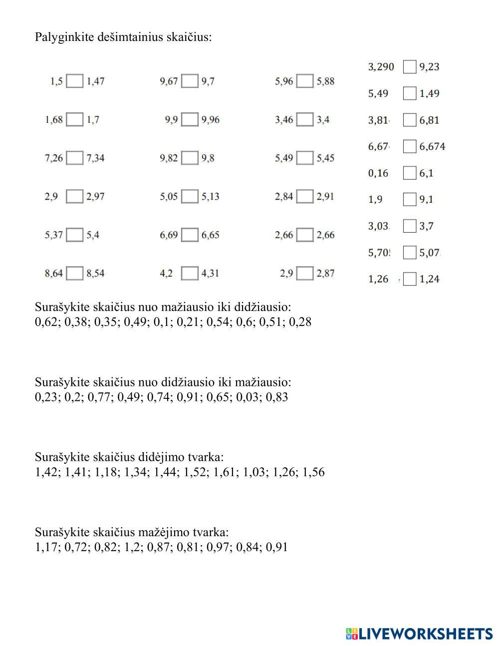 8046807 | Dešimtainiai skaičiai | JolantaJ