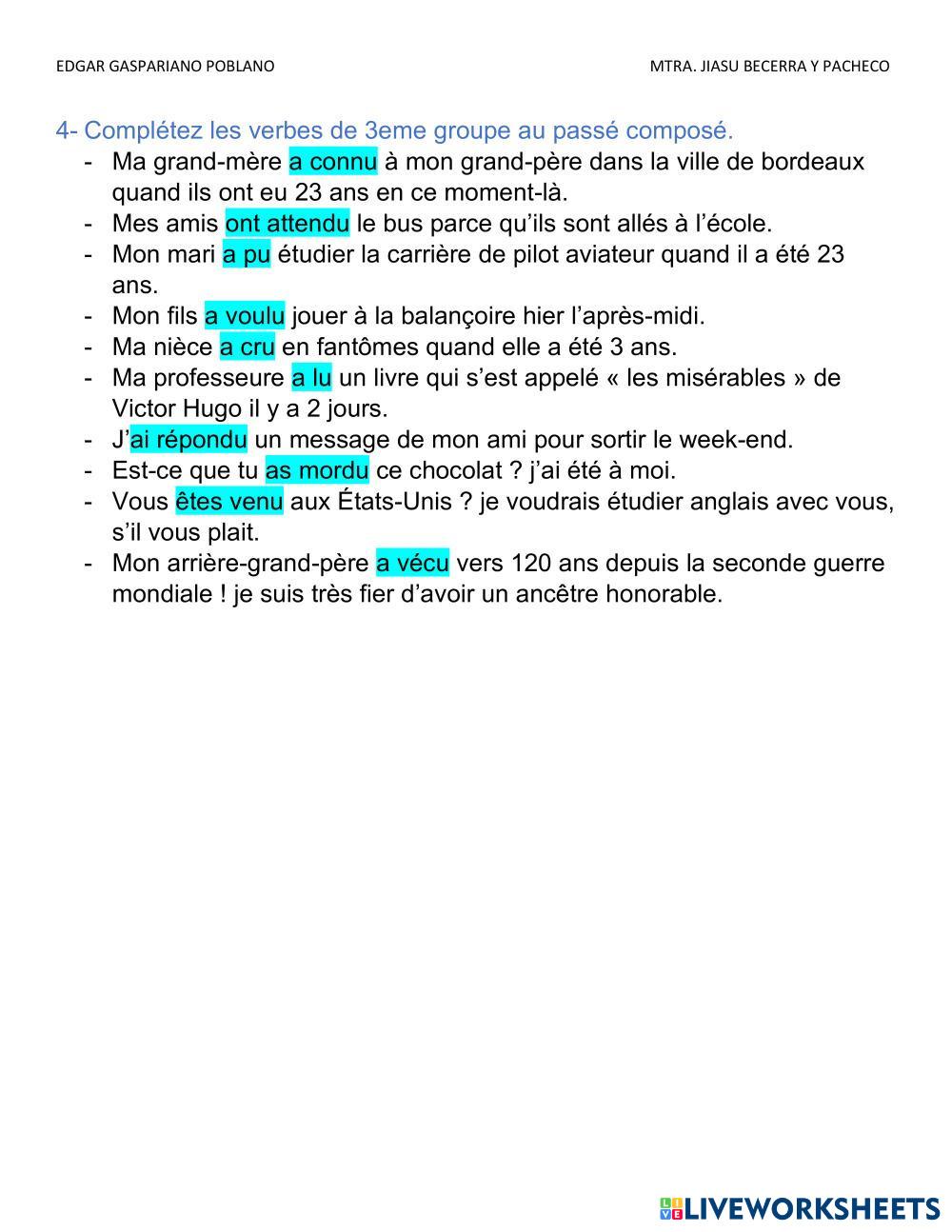 8049498 | passé composé - participe passé | Jiasu Becerra