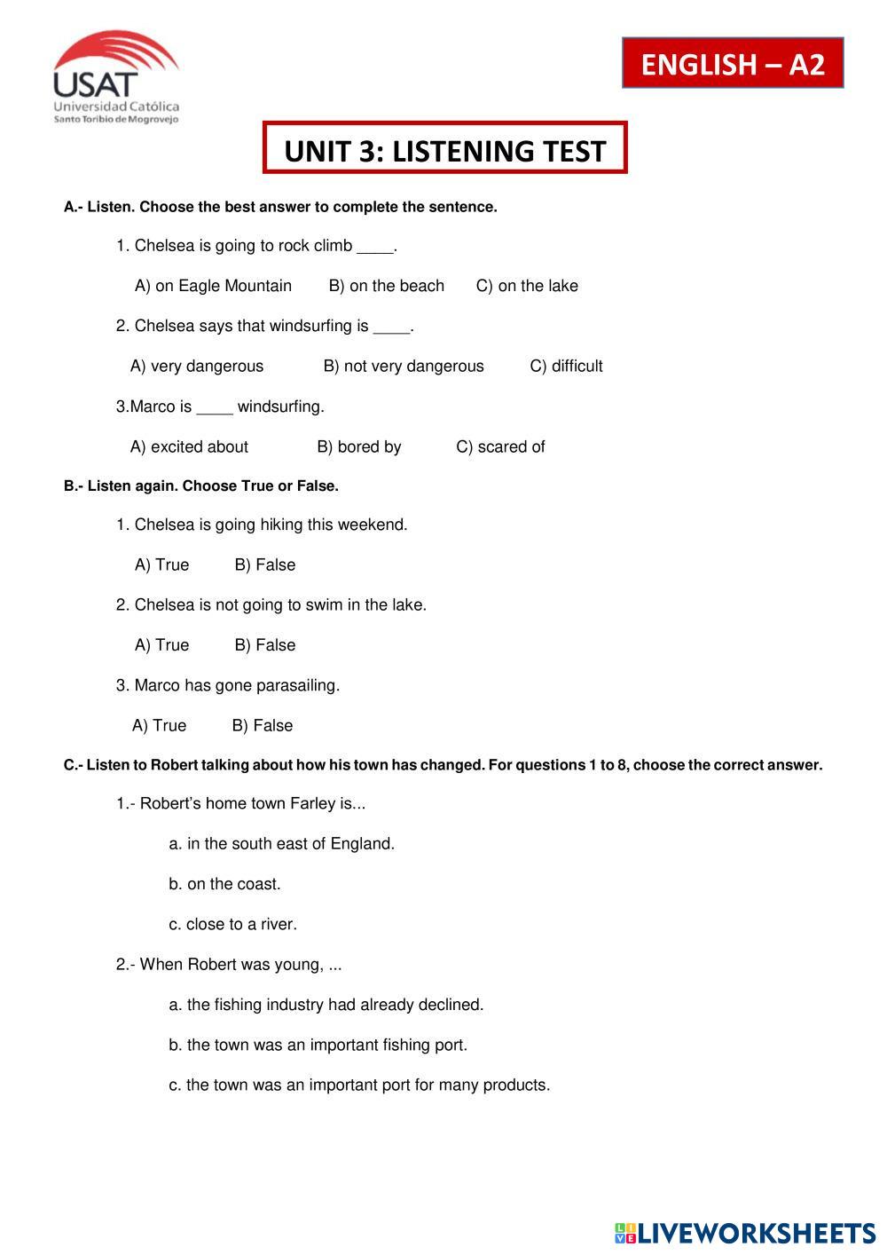 A2 - UNIT 3 - L… | Free Interactive Worksheets | 8050766