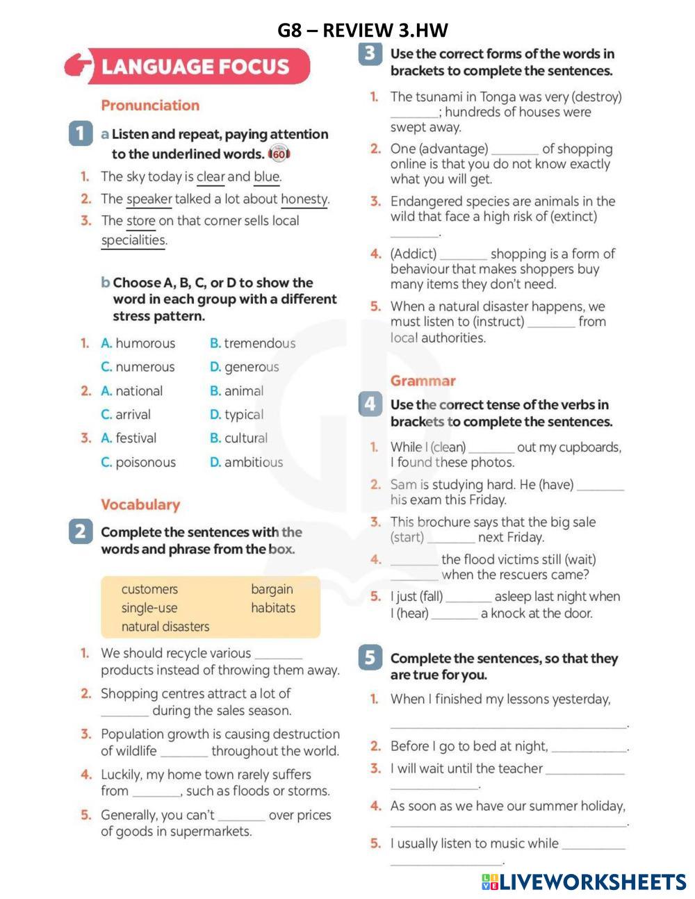 G8-REVIEW 3.BTV… | Free Interactive Worksheets | 8052909