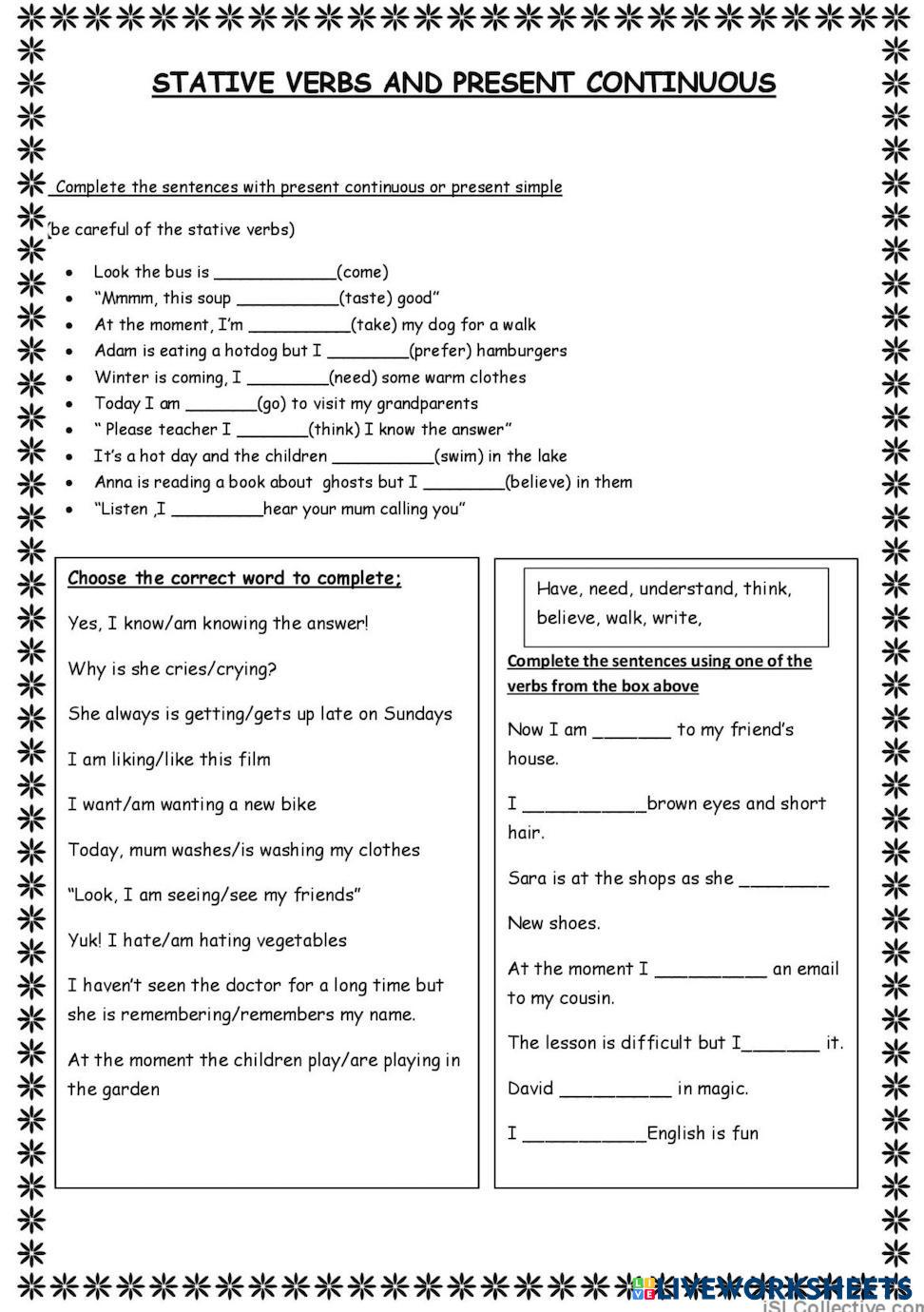 8056296 | State verbs A2 | Yuliya | LiveWorksheets