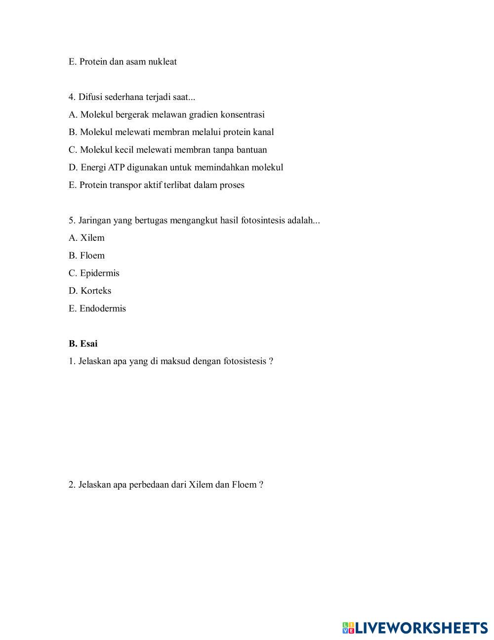 Materi Biologi | Free Interactive Worksheets | 8059234